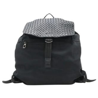 Bottega Veneta Sac &agrave; dos en cuir et nylon Intrecciato Pre-owned - Homme - Pre-owned - Noir - Taille: ONE Size