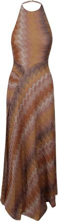 Missoni Femme, Robes, Multicolore, Taille: 34 FR Robe longue en viscose lam&eacute;e &agrave; motif serpent avec col halter
