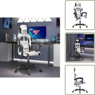 vidaXL The Living Store Gaming-Stuhl Wei&szlig; und Schwarz Kunstleder - Gamingstuhl Kunstleder