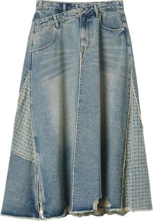 Musium Div. jupe en jean à effet patchwork - Bleu