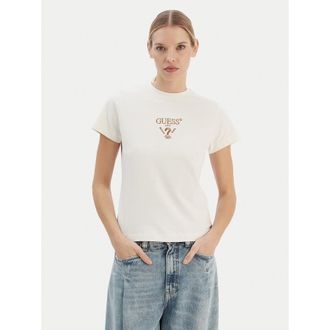 Guess T-Shirt V4YI21 KCDH1 &Eacute;cru Regular Fit