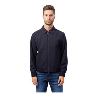 HUGO BOSS Homme, Vestes, Bleu, Taille: 2XL Manteau Bleu Moderne avec Poches Fullzip