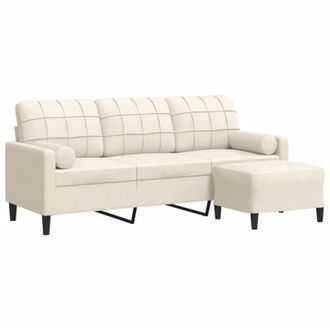 vidaXL 3-Sitzer-Sofa mit Hocker Creme 180 cm Samt vidaXL
