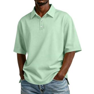 Generic Polo &agrave; manches courtes pour homme - Respirant - Pour l&eacute;t&eacute; - Pour les loisirs - Avec boutons - L&eacute;ger - Pour le sport - Basique, Vert menthe (01), 3XL