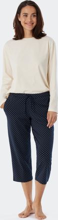 Schiesser 3/4-Hose SCHIESSER Mix + Relax, Damen, Gr. 34, N-Gr, blau (dunkelblau, gem.), Single Jersey, Obermaterial: 95% Baumwolle, 5% Elasthan, bequem 3/4-L&auml;ng