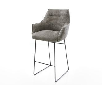 DELIFE Barstuhl Alja-Flex Boucl&eacute; Soft Schlamm Kufengestell Metall Schwarz Taschenfederkern, Barst&uuml;hle