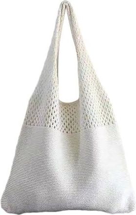 Generic Sac de plage au crochet - Summers Aestheic Sac &agrave; main fourre-tout avec cordon de serrage &eacute;lastique pour femme | Sacs &agrave; bandouli&egrave;re en polyester doux, 