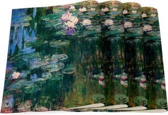 Fabulous Tischsets aus Leinen - Monet Les Nympheas Malerei Frankreich - Gro&szlig;es Format 40 x 28,5 cm