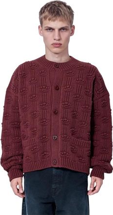 Marni Cardigan en maille textur&eacute;e - Homme - Pulls - Rouge - Taille: M