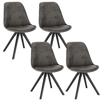 Woltu Lot de 4 Chaises de Salle à Manger Chaises de Cuisine en Tissu Scientifique,Chaises de Relax Nouveau Design Anthracite BH268an-4