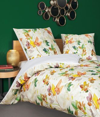 Janine Mako-Satin-Bettwäsche modern Art 135x200 + 80x80 cm herbstlaub