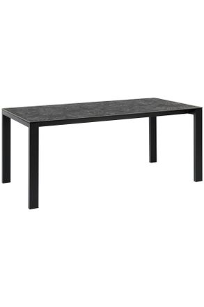 Livetastic Esstisch, Schwarz, Dunkelgrau, Metall, Keramik, rechteckig, Flachrohr, 90x75x180 cm, Esszimmer, Tische, Esstische, Esstische Keramik