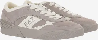 Emporio Armani Leather With Side Logo Sneakers - Gray