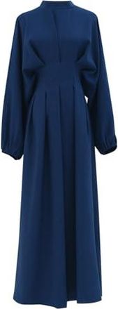 Generic Robe amincissante &agrave; manches mi-longues musulmanes pour femme - Couleur unie - Style musulman, bleu, XXL