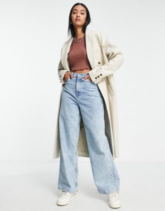 Topshop Manteau long &agrave; double boutonnage - Gr&egrave;ge-Sans opinion