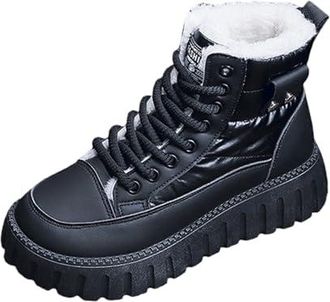 Generic Bottines Femme dHiver &Eacute;l&eacute;gantes Lacets Chaudes Doubl&eacute;es En Polaire Bottes De Randonn&eacute;e En Plein Air Semelle Plateforme Antid&eacute;rapante Chic Montantes Ch