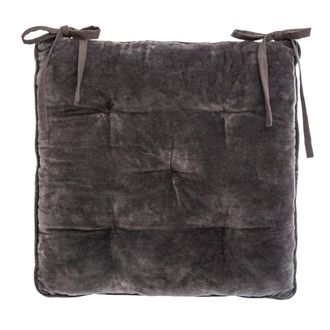 Atmosphera Atmosphera Stuhlkissen, Velours, Baumwolle, Dunkelgrau, 38 x 38 cm