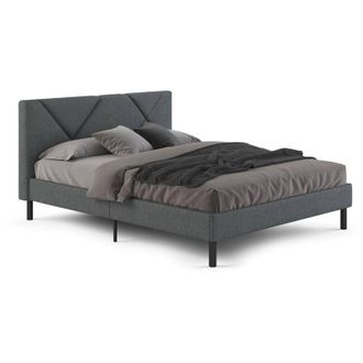 Dmora Hemera Halbquadratisches Bett, Bettgestell f&uuml;r Schlafzimmer, Bettw&auml;sche f&uuml;r Schlafzimmer, Matratzenauflage, Passend f&uuml;r eine 120x190 cm Matratze, Grau