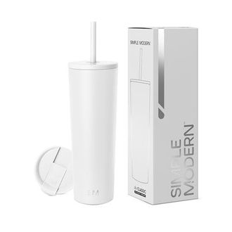 Simple Modern Mug Isotherme avec Paille et Couvercle | Gourde avec Paille Adulte, Bouteille dEau Réutilisable en Acier Inoxydable | Cadeaux pour Femmes et Hommes | 