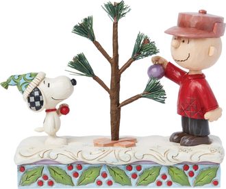 Enesco Peanuts by Jim Shore Snoopy and Charlie Brown Christmas Tree Figurine