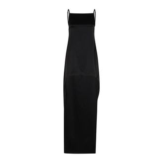 Courr&egrave;ges R&uuml;ckenfreies langes Satinkleid - - Dresses - Damen - Schwarzk - S