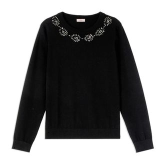Oltre Pull avec broderies de bijoux - Femme - Pulls - Noir - Taille: 42 FR
