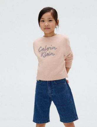 Calvin Klein Jeans Rundhalspullover LOGO METALLIC INTERSIA f&uuml;r Kinder bis 16 Jahre, gro&szlig;e Stickerei