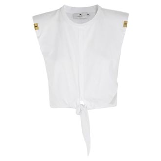 Elisabetta Franchi Knot T-shirt - - Tops - Damen - Wei&szlig; - L
