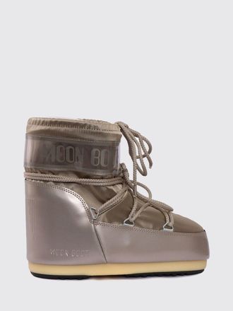 Moon Boot Bottes de neige basses Icon en nylon lamin&eacute; argent et or