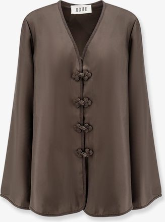 R&oacute;he Mandarin Closure Silk Top - ROHE - gender_Woman