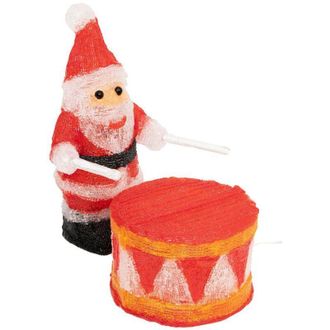 F&eacute;&eacute;ric Lights & Christmas Acryl-Au&szlig;enform Weihnachtsmann Solartrommel 60 LEDs H.32cm - Feeric lights & christmas