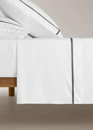 Mango Drap plat percale de coton 200 fils lit 180/200 cm gris - Home - Lit 180/200 cm - MANGO HOME