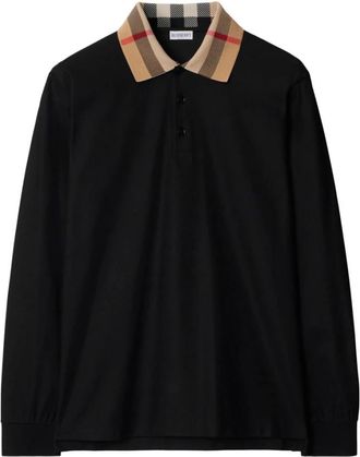 Burberry Schwarzer Piqu&eacute; Strickpullover mit Kn&ouml;pfen - - Tops - Herren - Schwarzk - S