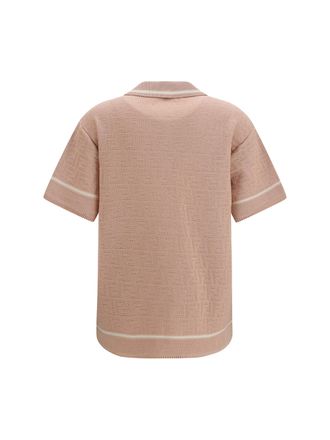Fendi Womens Ff All-Over Crochet Shirt Powder Pink-26 Cotton