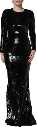 Dolce & Gabbana Femme, Robes, Noir, Taille: 40 FR Long Sleeves Mermaid Dress