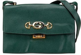 Gucci Hobo Bags - Small Leather Zumi Flap Crossbody - Gr. unisize - in Gr&uuml;n - f&uuml;r Damen