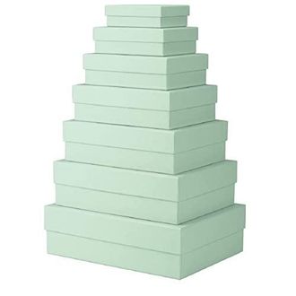 R&ouml;ssler Selection Papier 13411453650 - Boxline Geschenkbox mit Deckel, 7er Set Geschenkschachteln, Mint, Kartonagen rechteckig