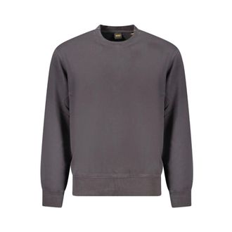 HUGO BOSS Homme, Sweatshirts et sweats à capuche, Gris, Taille: L Pull en coton à col rond brodé