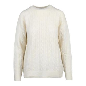 Ballantyne Femme, Pulls, Blanc, Taille: 38 FR Pull Col Rond Intrecciato