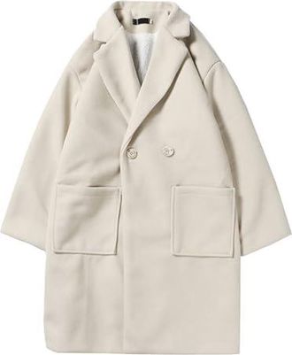 Generic Long Womens Winter Coat Double Breasted Lapel Collar Pea Coat Open Front Overcoat Long Jacket Outerwear Khaki X Large