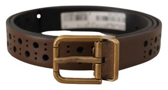 Dolce & Gabbana Mens Brown Leather Perforated Crown Belt