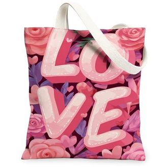 Generic Sacs fourre-tout en toile avec motif floral romantique, sacs d&eacute;picerie r&eacute;utilisables, sacs d&eacute;picerie printaniers, l&eacute;gers, lavables, p&ecirc;che, 13x15 Inch