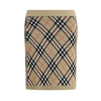 Burberry Femme, Jupes, Beige, Taille: 38 FR Mini-Jupe &agrave; Carreaux avec Taille &Eacute;lastique