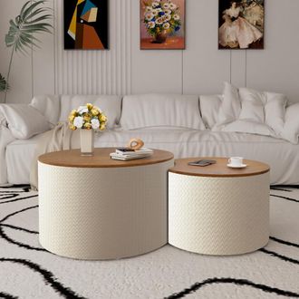 Generic Runde Beistelltische, 2er-Set, Moderne Beistelltische f&uuml;r Wohnzimmer, Keine Montage erforderlich, rundes Beistelltisch-Set, Akzenttisch f&uuml;r Schlafzimm