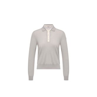 Moncler Moncler Polo &Agrave; Manches Longues En Laine, Femme, Gris, Taille: Xl