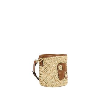 Nat & Nin Sac seau Paolo en paille et cuir