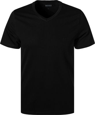 HUGO BOSS Herren T-Shirts schwarz Reine Baumwolle unifarben