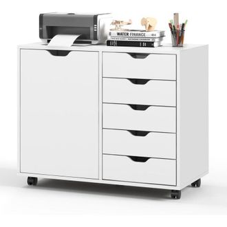 Costway caisson bureau,caissons de rangement,caisson tiroir,caisson bureau blanc,caisson sur roulettes,meuble de rangement bureau