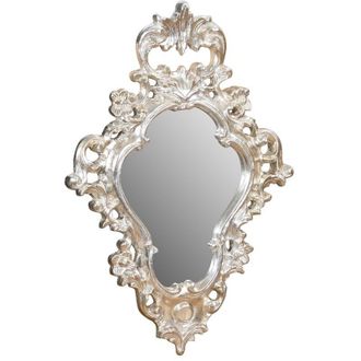 Biscottini International Biscottini - Miroir Mural à accrocher en bois. finitions : feuille dargent effet vieilli. L42XPR4XH62CM. fabriqué en italie