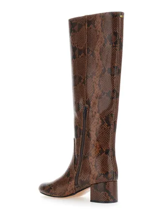 Twinset Womens Brown Knee Boots With Python Effect Polyurethane